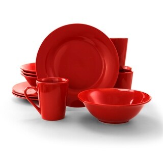 Gibson Home Carlton 12-Piece Dinnerware Set in Red - 9" dinner plates ...