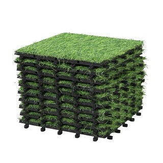 Green PP Artificial Grass Tiles with Turf and Easy Drainage - Bed Bath ...