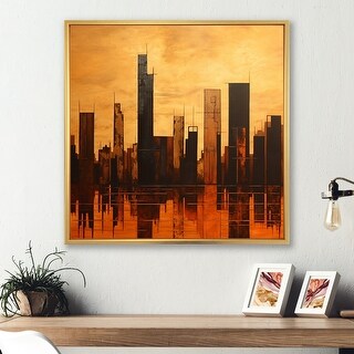 Designart "Modern Cityscape Skycraper Bronze Blocks " Skyscrapers ...