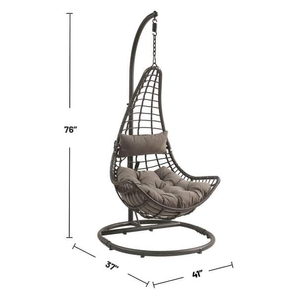 Metal Teardrop Shape Patio Swing Chair in Grey and Charcoal - Bed Bath ...