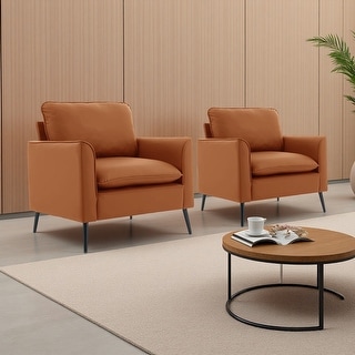 Cat Paw Leather 2PC Retro Sofa Chair Set with Overstuffed Headrest ...