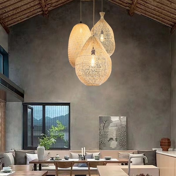 Three Lights Rattan Pendant Light - On Sale - Bed Bath & Beyond - 34442725