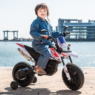 Apulia Licensed 12V Ride-On Motorcycle with White LED Headlights - Bed ...