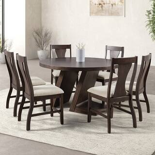 Furniture of America Yara Modern 7-Piece Round Espresso Wood Dining ...