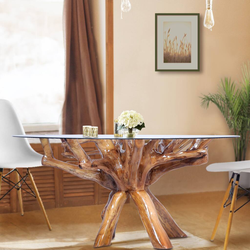 Chic Teak Rustic Teak Wood Root Dining Table Including a Round 48 Inch ...
