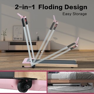Electric Folding Treadmill with LCD Display and Wheelholder, Pink - Bed ...