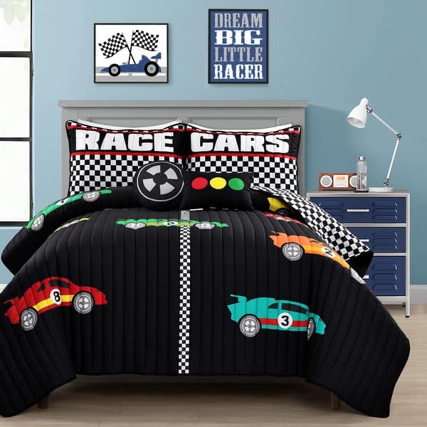 Lush Decor Racing Cars Reversible Oversized Quilt Set - Bed Bath ...