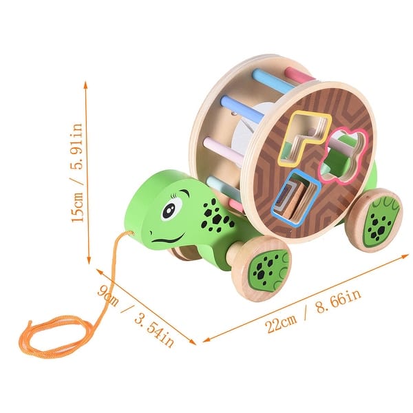 Wooden Pull Toy A-Turtle , Shape Sorter Push Pull Toy Car for Toddlers ...