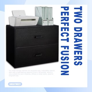 Horizontal Wooden Filing Cabinet with 2 Drawer Smooth Drawer Slides for ...