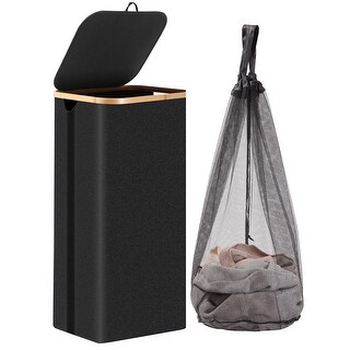 Black Laundry Hampers with Lid, 100L Laundry Basket, Clothes Hamper ...