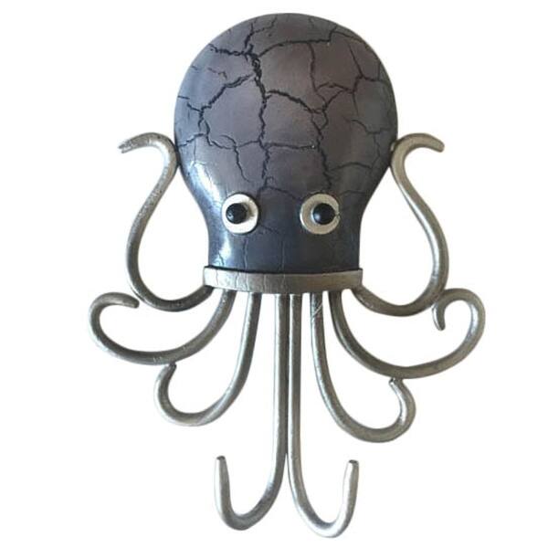 Octopus Gray and Silver Double Hooks Wall Decor Metal - Multi - Bed ...