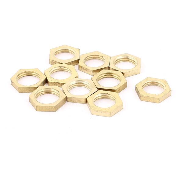 1/8BSP Female Thread Brass Pipe Fitting Hex Lock Nut 10pcs - Brass Tone ...
