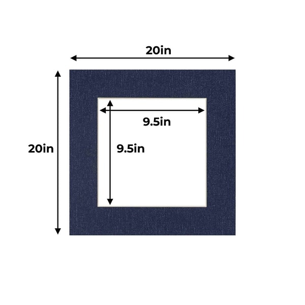 20x20 Mat for 10x10 Photo - Navy Canvas Texture Matboard for Frames ...
