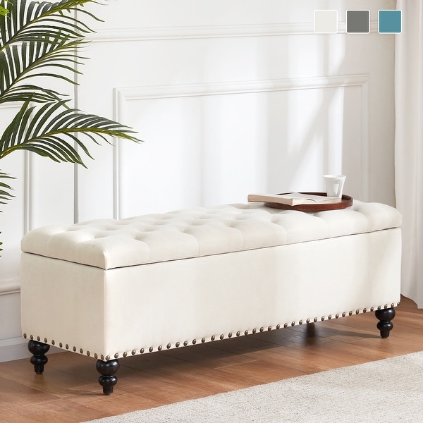 Modern Sturdy Ottoman Tufted Makeup Bench Living Room Bedroom Entrance ...