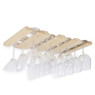 Rustic State Solid Wood Hanging Wine Glass Rack 12 Inch Long - Bed Bath ...