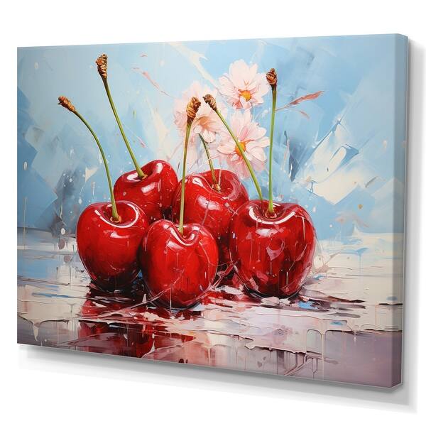 Designart "Fruit Abstract Cherry Expressive II" Food & Beverage Canvas ...