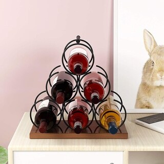 Countertop Wine Rack for 6 Bottles, 3-Tier Rustic Wine Organizer - Bed ...