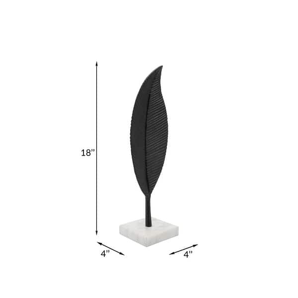 19" Metal Leaf Sculpture Contemporary Black Aluminum Decorative Palm ...