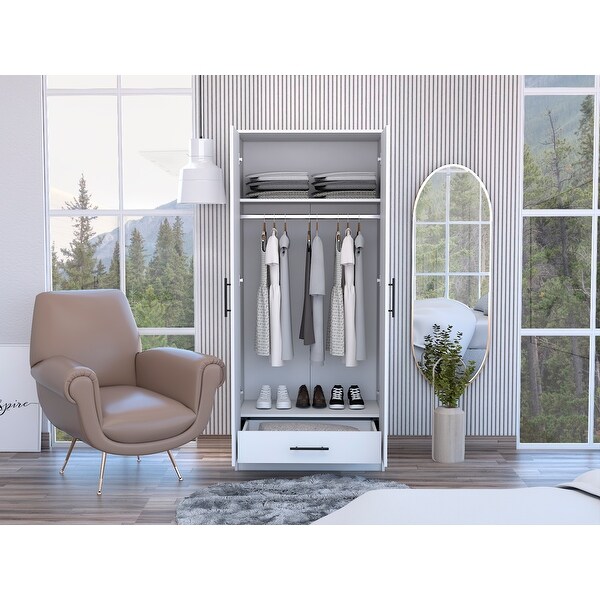 FM Furniture Rio 71 inch Tall Double Door Armoire with 1 Cabinet 1 Rod and Hidden Drawer Bed Bath Beyond 33834927