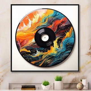 Designart "Vinyl Record Vinyl Vibrations" Vinyl Records Framed Wall Art ...