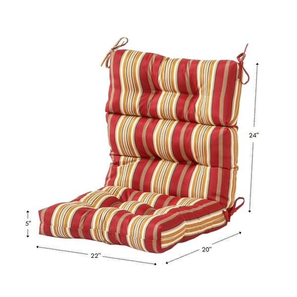 Roma Stripe 44x22-inch Outdoor High Back Chair Cushion (Set of 2 ...