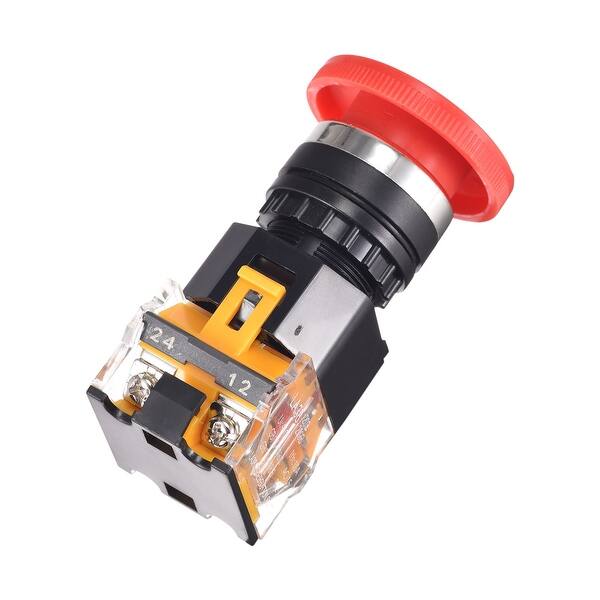 22mm Mounting Latching Emergency Stop Push Button Switch AC250V 10A 1NO 1NC - Red,Black - Bed ...