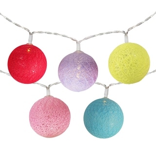 10 B/O Multi-Color Yarn Ball Summer LED String Lights - 4.5' - Bed Bath ...