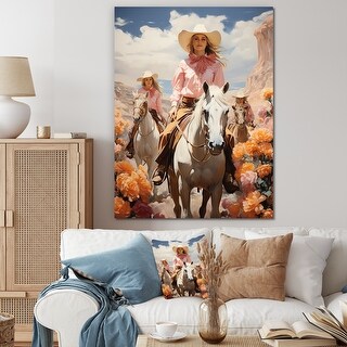 Designart "Cowboy Girl Nevada Parade" Cowboys Wall Art White - Modern ...
