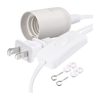 US Plug Hanging Lamp Cord 1.8M Length White with Switch Socket Hooks ...