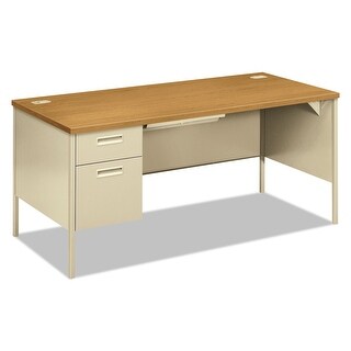 Metro Classic Series Left Pedestal "L" Workstation Desk, Harvest/Putty ...