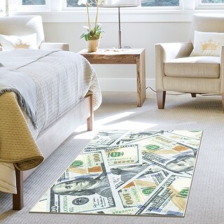 Ottomanson Money Collection Hundred Dollar Bill Design Rugs - Bed Bath ...