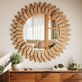 Sunflower Bathroom Mirror Round Wooden Wall Mirror - Bed Bath & Beyond ...