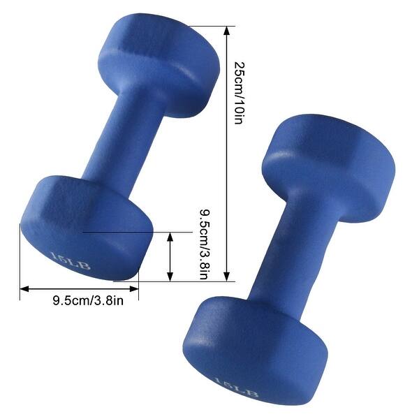 A Pair Dumbbell Barbell Neoprene Coated Weights 15LB Blue - Bed Bath ...