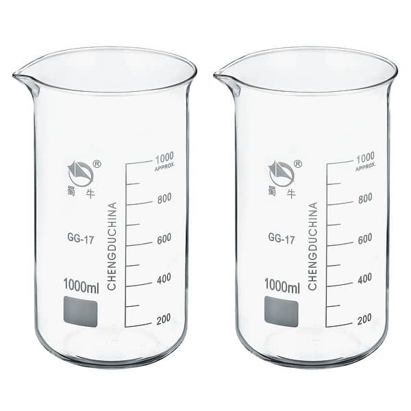 2pcs 1000ml Tall Form Glass Beaker 3.3 Borosilicate Lab Measuring Cups - Clear - Bed Bath ...