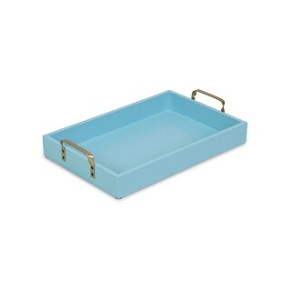 Baby Blue Wood Tray With Gold Metal Handles - On Sale - Bed Bath ...
