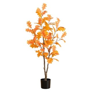 Autumn Oak Artificial Potted Tree - 4' - Bed Bath & Beyond - 43591477