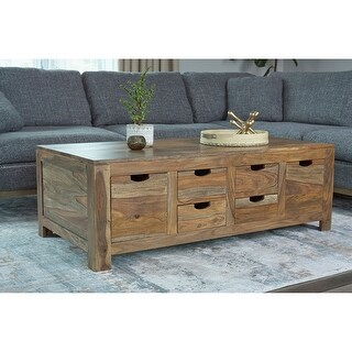 Salishan Natural Sheesham 6-Drawer Coffee Table - Bed Bath & Beyond ...