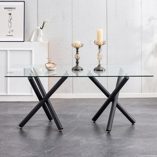 Modern Minimalist Rectangular Glass Dining Table - Bed Bath & Beyond ...