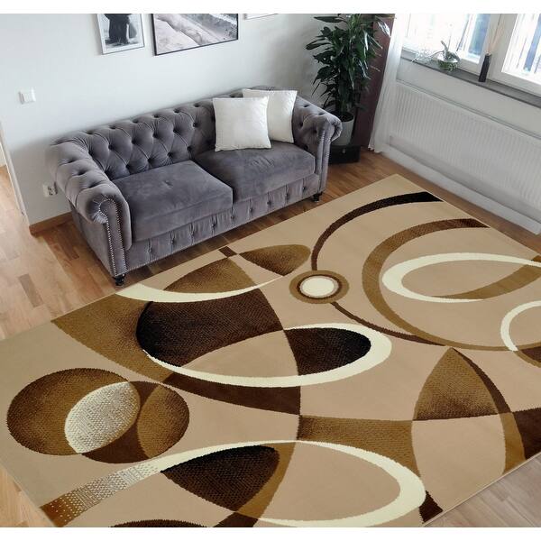 HR Circle Pattern Rugs Geometric Contemporary Modern red Carpet Comfy ...