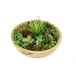 MODA wood pot with plastic plant - 12.01*12.01*5.12 inches - 12.01*12. ...