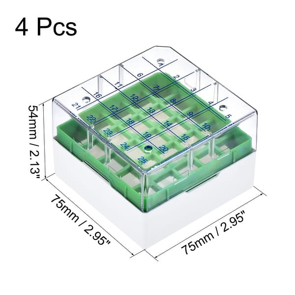Freezer Tube Box 25 Places Rack for 1.8/2ml Microcentrifuge Tubes 4Pcs ...