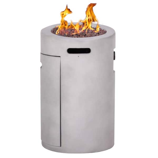 16 Inches Outdoor Round Propane Fire Pit 30,000 Btu with Lava Rocks ...