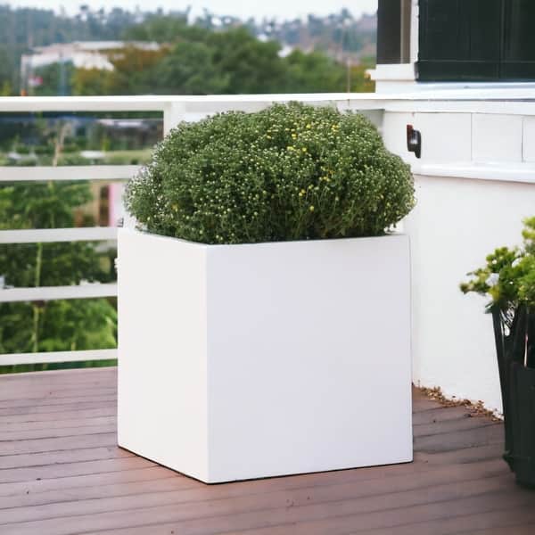 Pottery Pots Block Fiberstone Indoor Outdoor Modern Square Planter ...