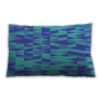 Ahgly Company Patterned Indoor-Outdoor Bright Turquoise Blue Lumbar ...