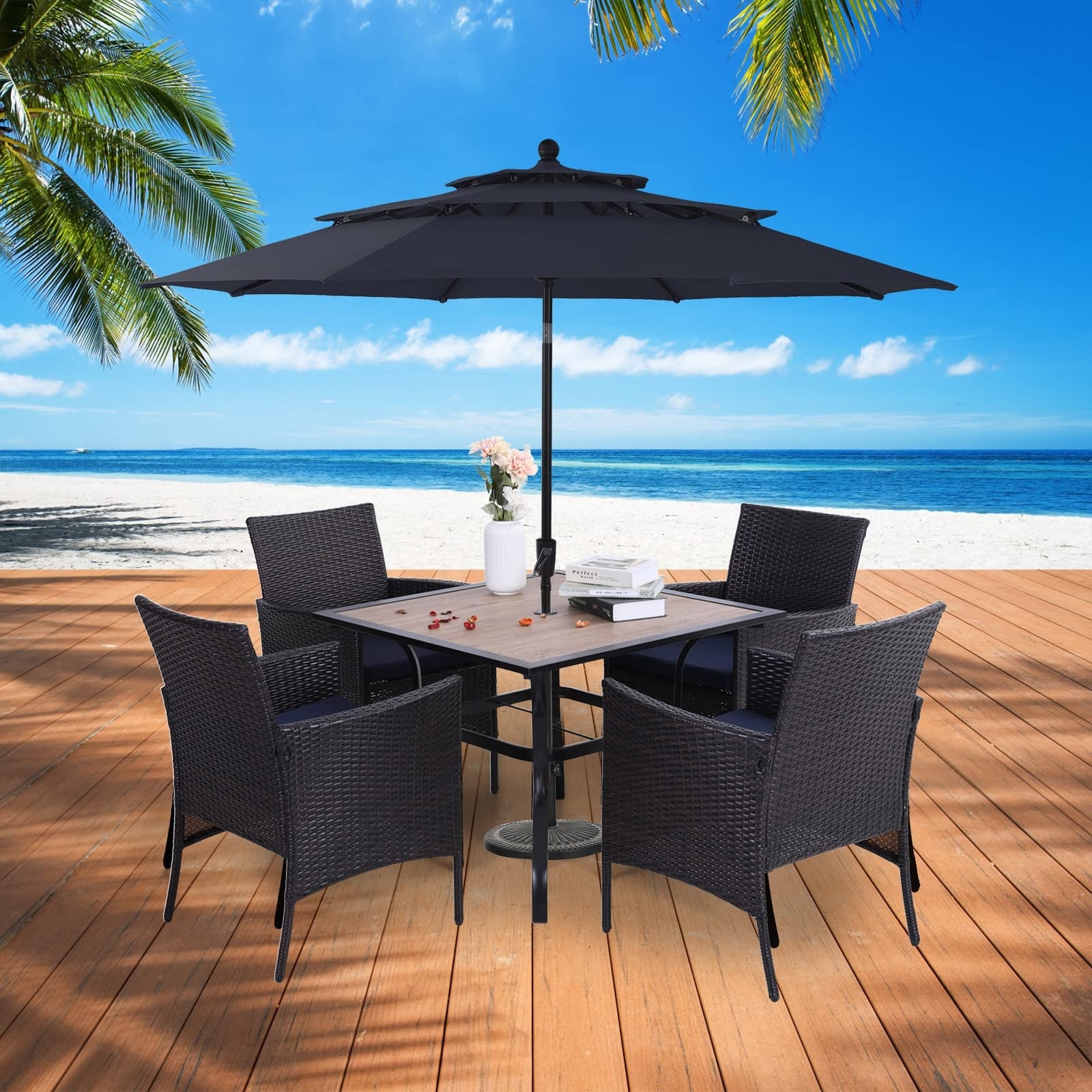 Offset Patio Umbrella with Sturdy Steel Ribs and Vertical Tilt ...