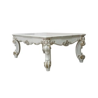 Jess 53 Inch Coffee Table, Traditional Scrolled Legs, Brushed Gold ...