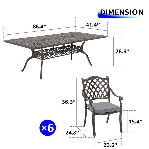 Aluminum 7-Piece Outdoor Dining Set with Cushioned Chair - Bed Bath ...