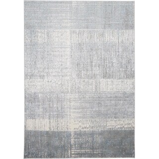 HomeRoots 9' X 12' White Gray And Blue Abstract Area Rug - 144 - Bed ...
