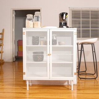Modern Buffet Cabinet Sideboard with Mesh Iron Doors and Shelves - Bed ...