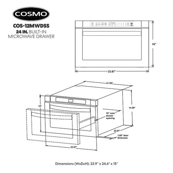 Cosmo 24 in. Built-in Microwave Drawer with Auto Presets in Stainless ...